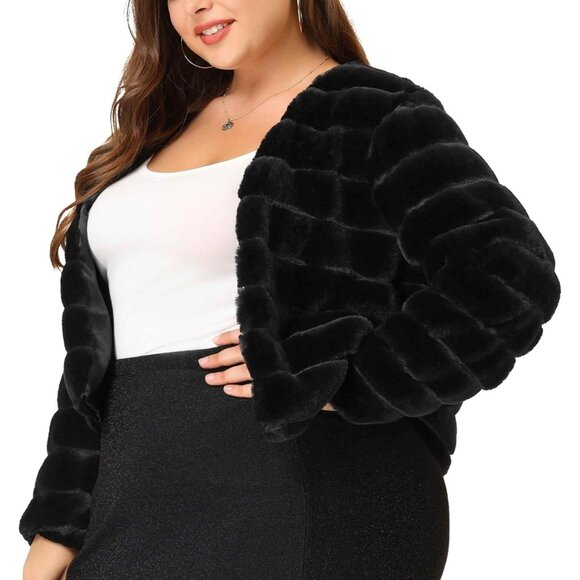 Jackets & Coats | Glamorous Collarless Plus Size Faux Fur Jacket ...
